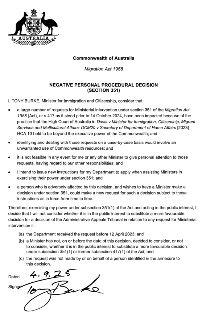 Ministerial Intervention in Australia (2025): New Rules and 12 Criteria ...